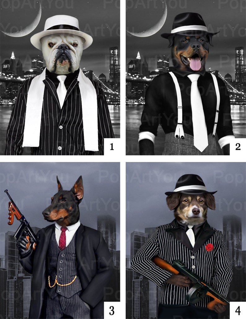 Pet Gangster Portrait, Mafia Pet Portrait, the Godfather, Bandit ...