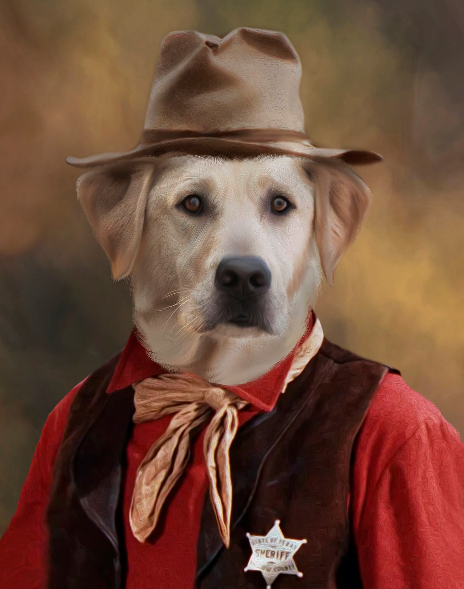 Custom Pet Cowboy Portrait, Sheriff, Marshal, Funny Pet Portrait, Funny ...