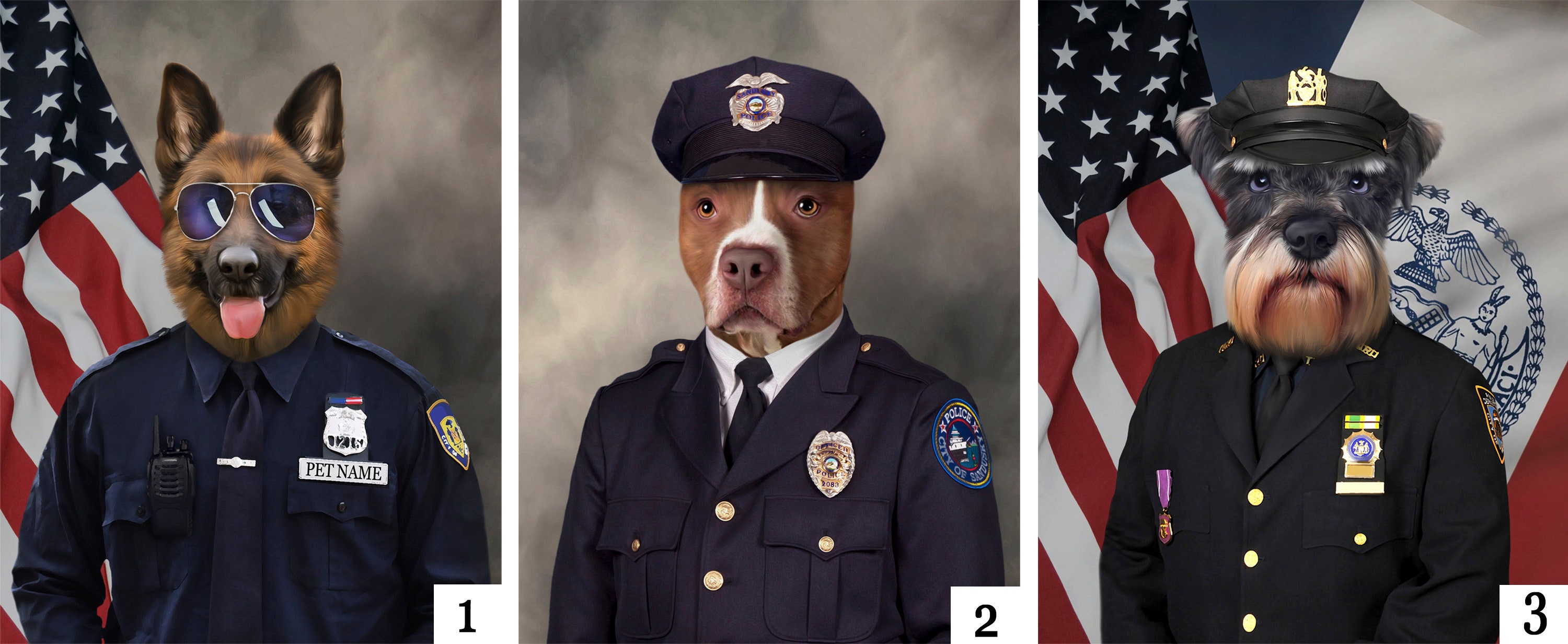 Custom Pet Portrait - Police Uniform, New York Police, NYPD, Pet Gift ...