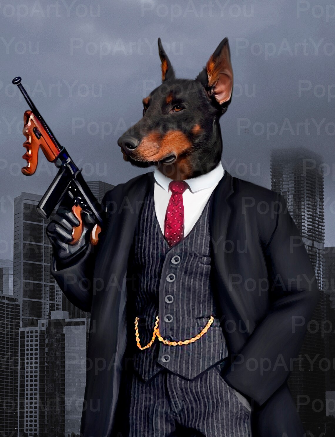 Pet Gangster Portrait, Mafia Pet Portrait, the Godfather, Bandit ...