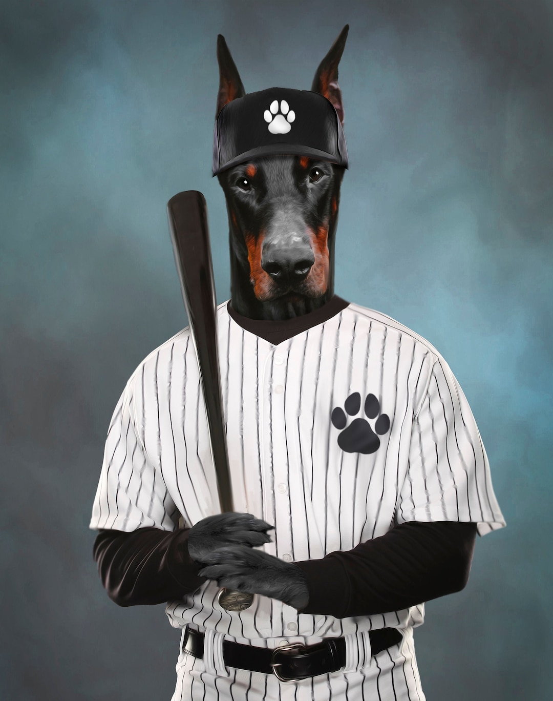 Baseball Pet Portrait, Custom Sport Player Costume Dog Portrait, MLB ...