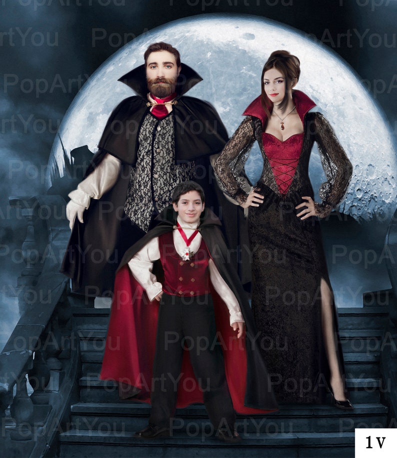 Personalized Vampire Family Portrait Witch Portrait Custom - Etsy