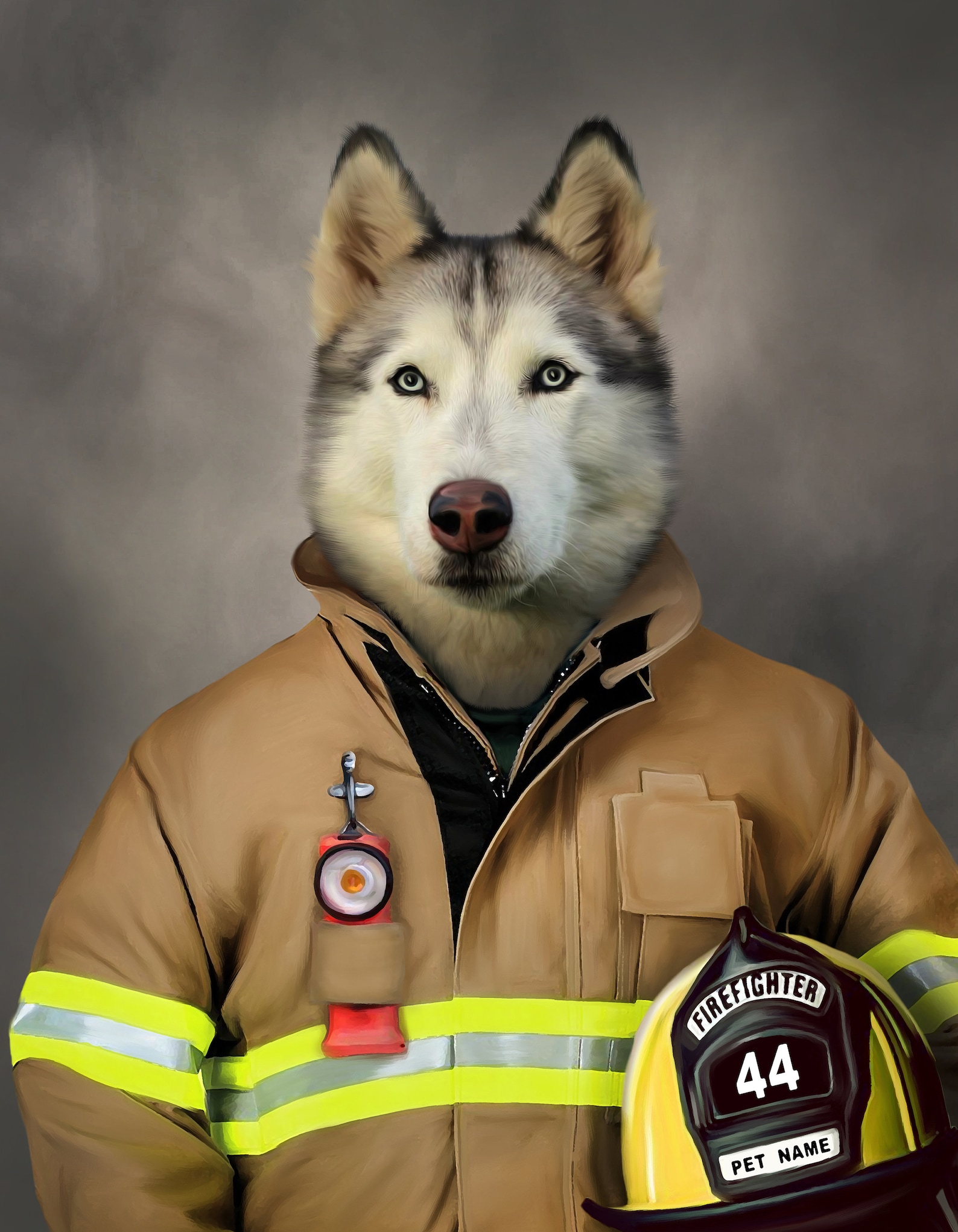 Custom Pet Fireman Portrait Fireman Uniform Fire Department - Etsy