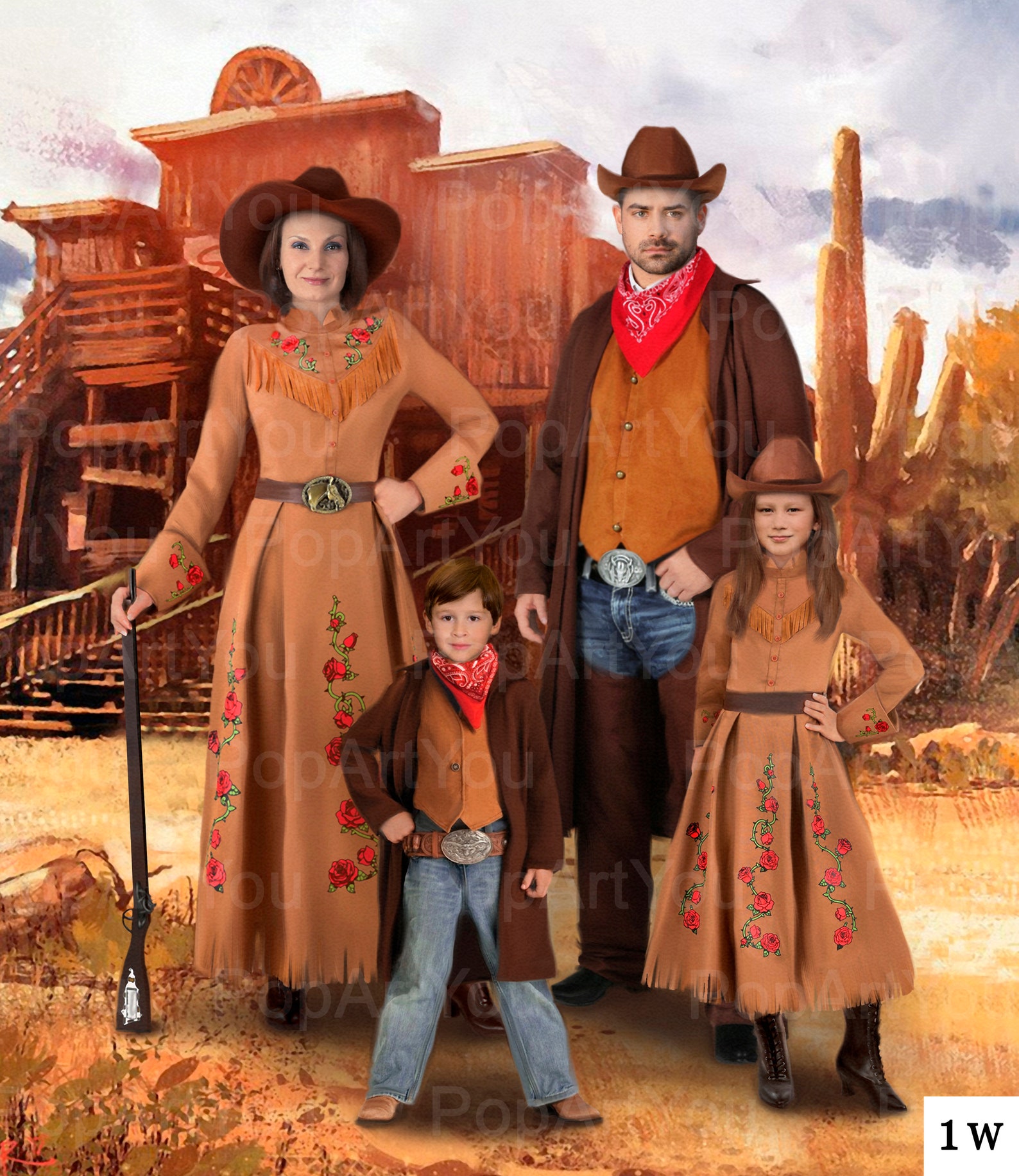 Classic American Wild West Portrait American Family Portrait - Etsy