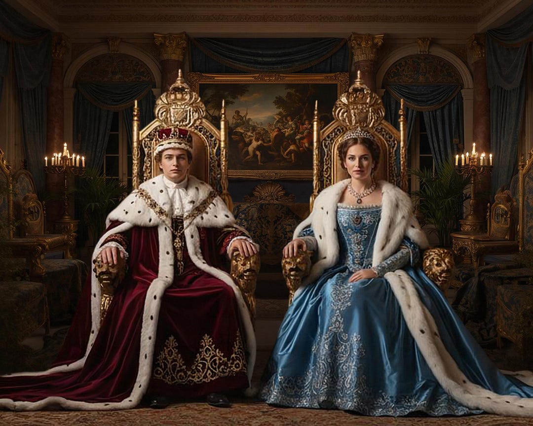 Custom Royal Portrait for Couple as King and Queen, Personalized ...