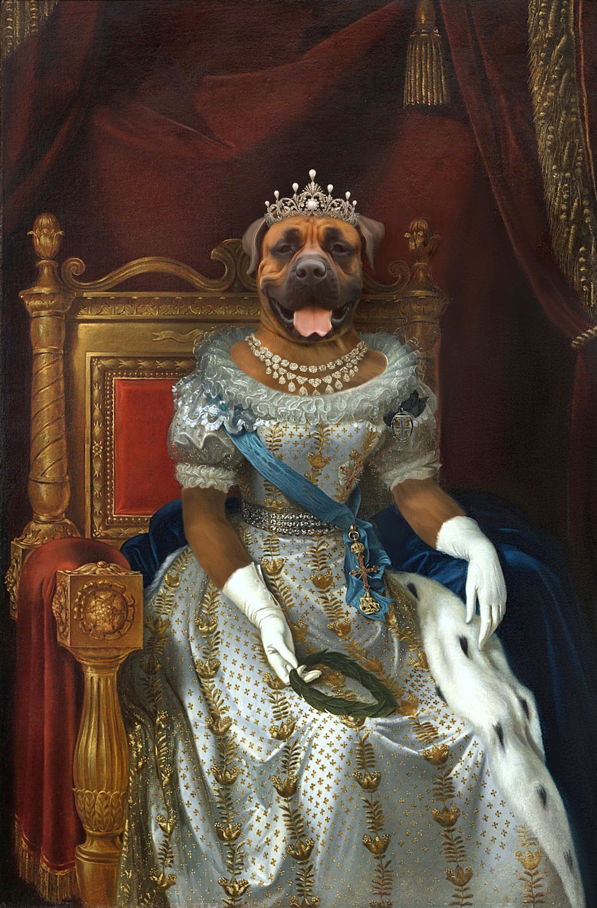 Custom Pet Renaissance Portrait Female Queen Dog and Cat - Etsy