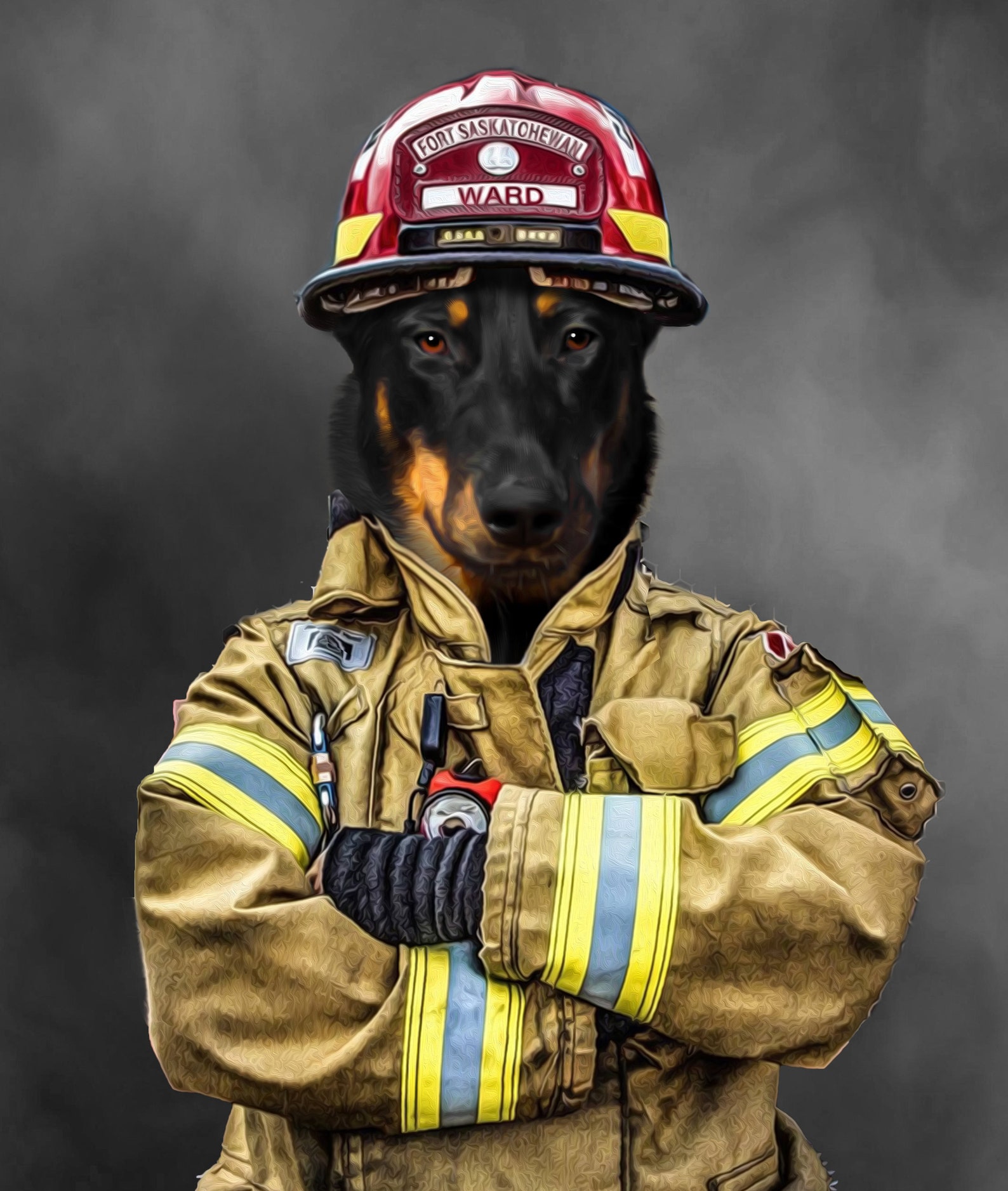 Custom Pet Fireman Portrait Fireman Uniform Fire Department - Etsy