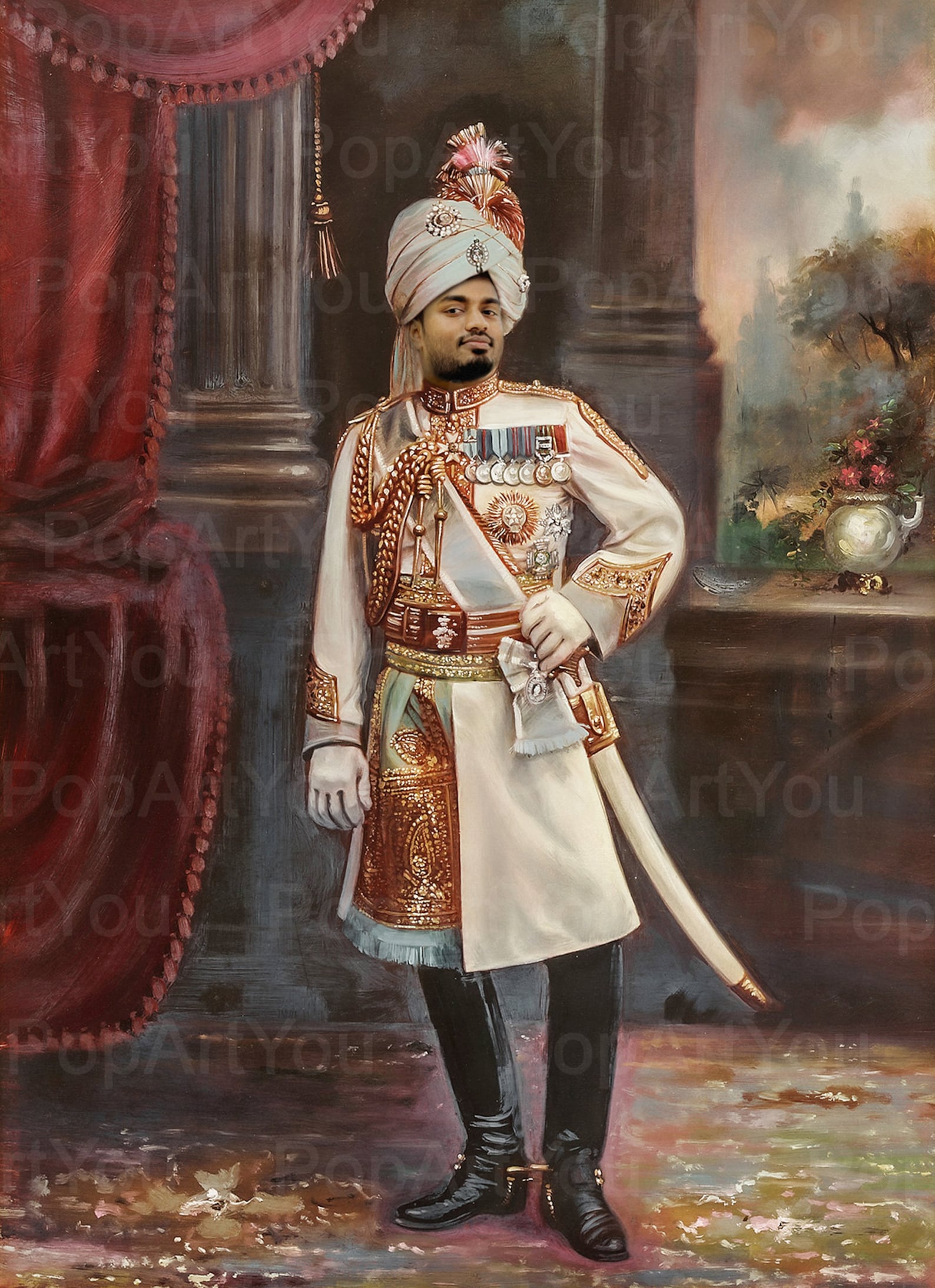 Custom Indian Portrait for him Historical Portrait gift for | Etsy