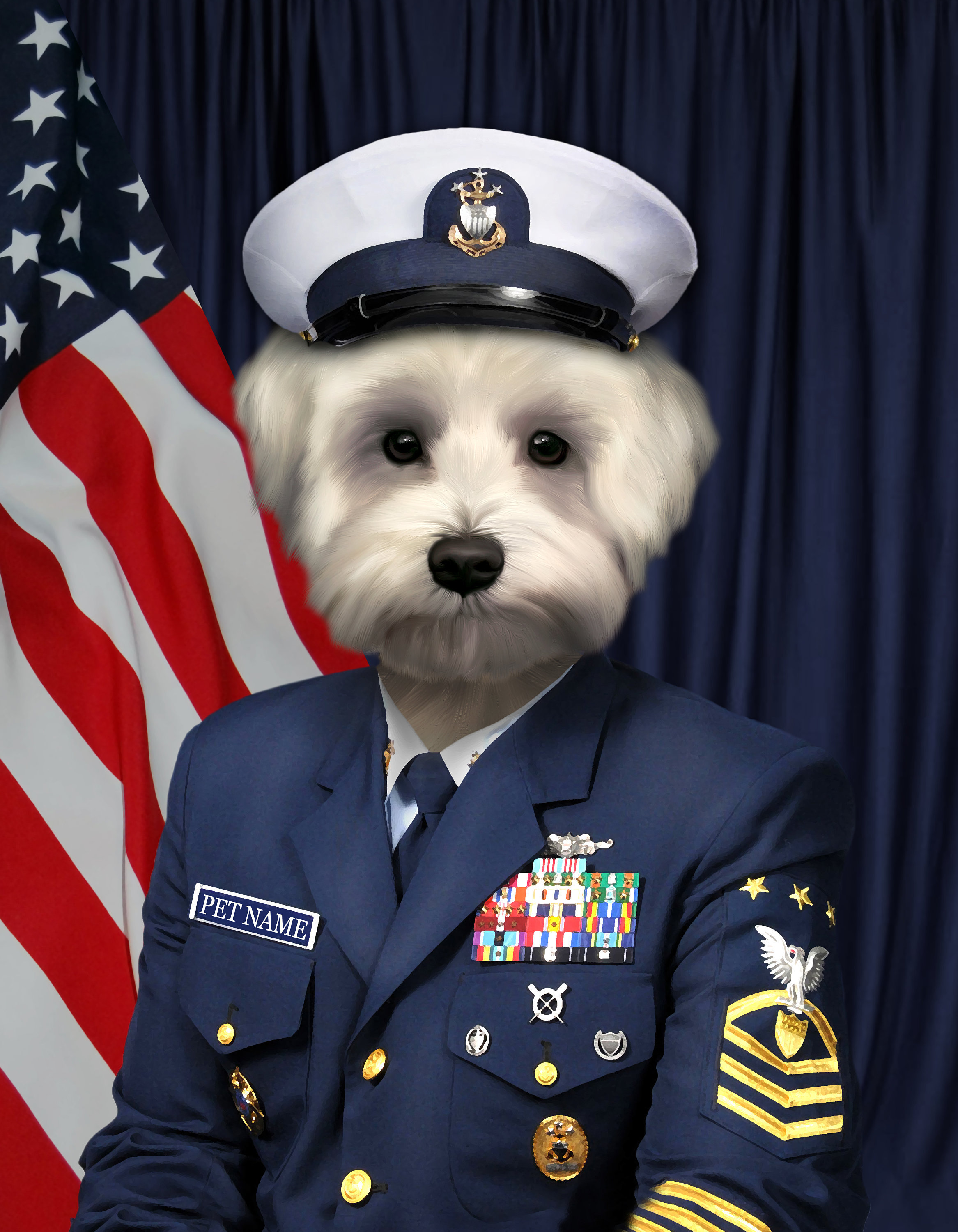 Custom Pet Portrait in Uniform, Police, Fireman, Navy, Sailor, Army ...