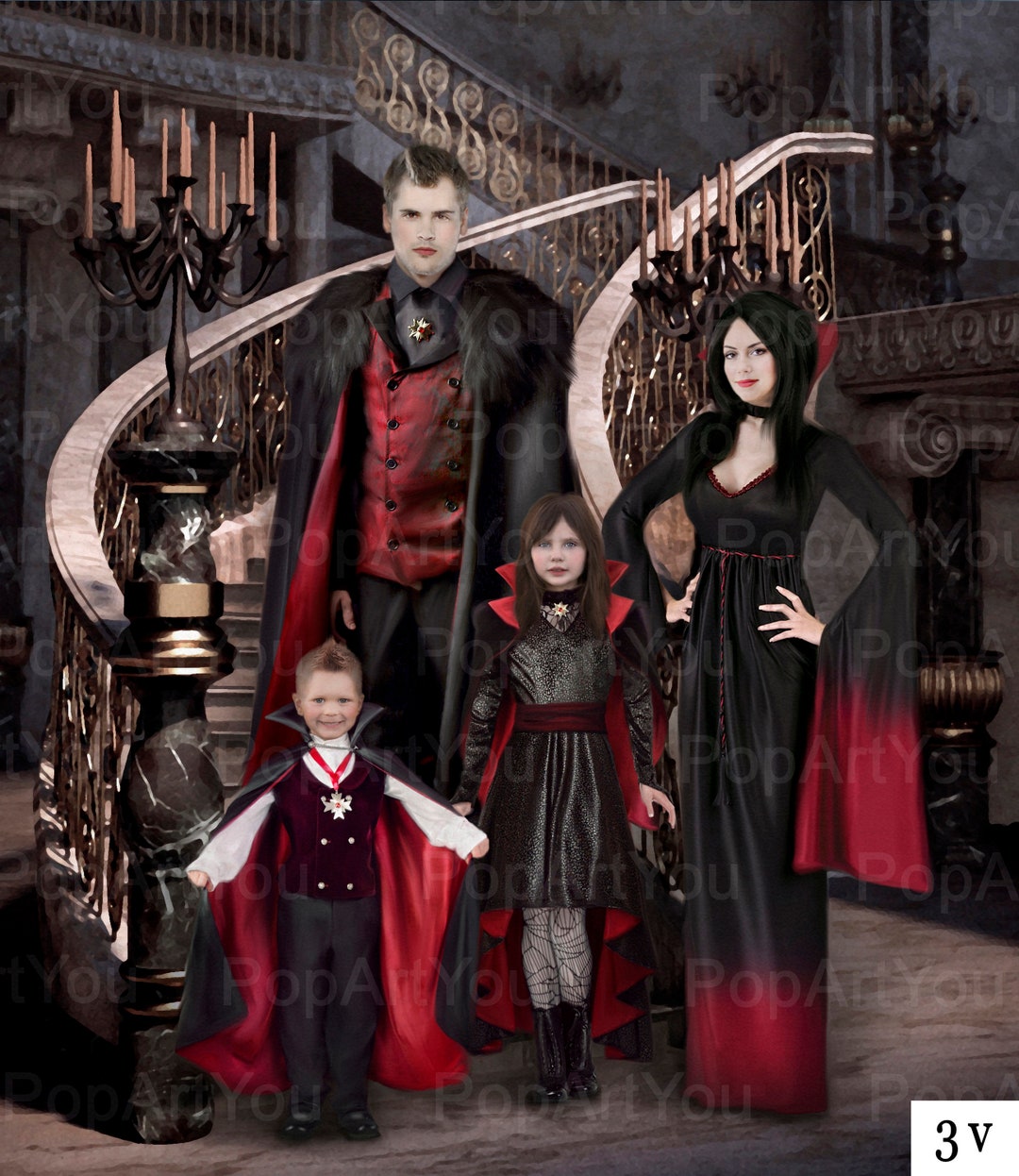 Personalized Vampire Family Portrait, Witch Portrait, Custom Dracula ...