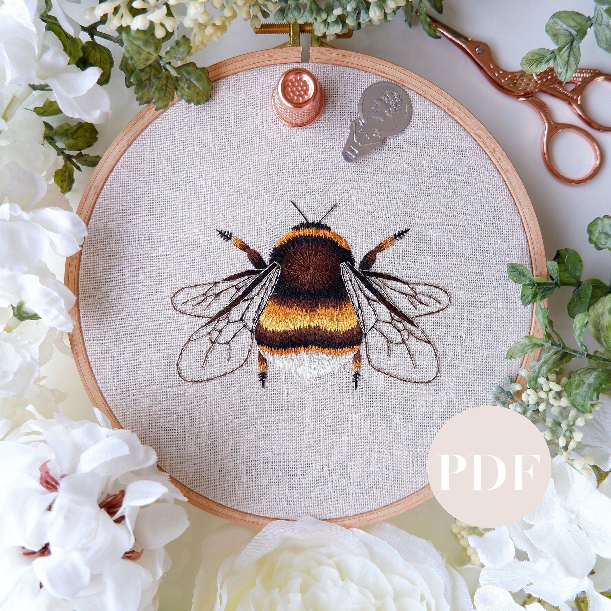 The Humble Bumble Bee PDF Pattern: Bee Embroidery Pattern, PDF ...