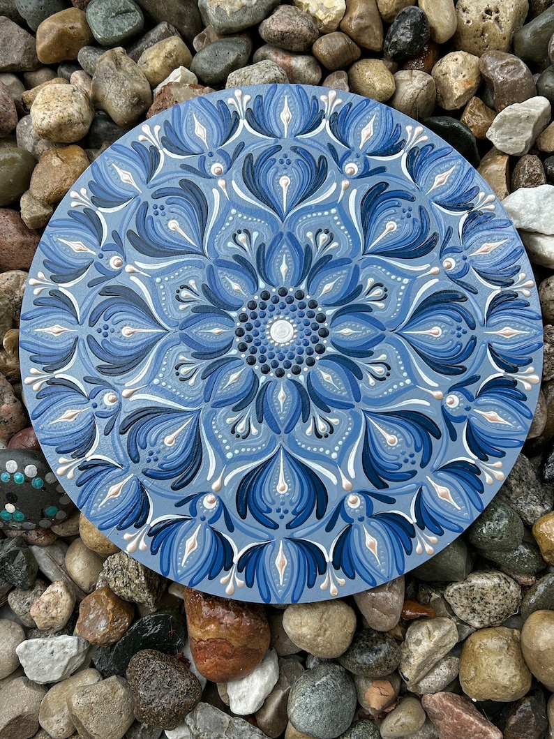 12 Blue Mandala, Handpainted Mandala, Original Mandala Art - Etsy