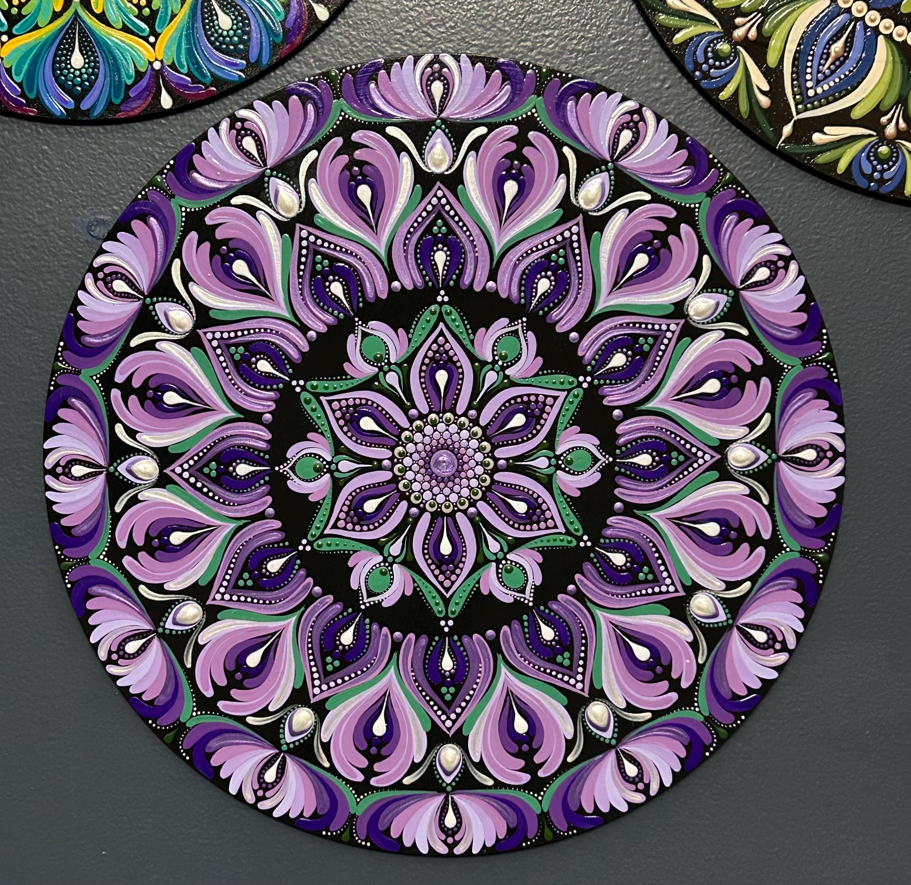 14 Purple Mandala, Mandala Wall Art, Mandala Art, Mandala Painting - Etsy