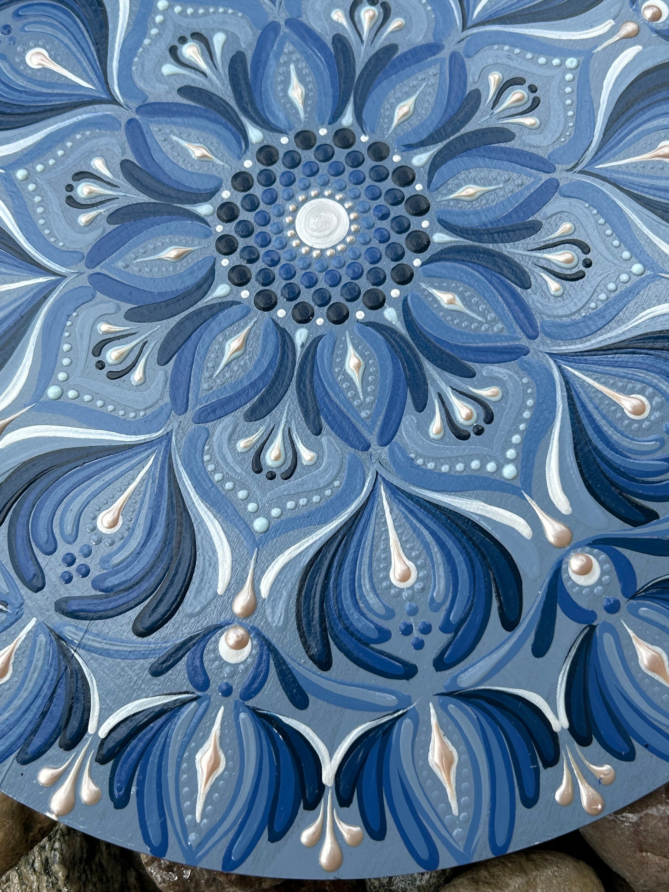 12 Blue Mandala, Handpainted Mandala, Original Mandala Art - Etsy