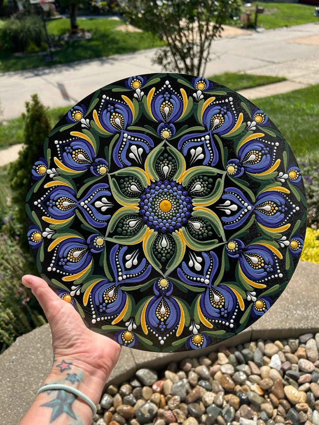 12 Periwinkle and Green Mandala, Mandala Art, Wall Art, Wall Decor - Etsy