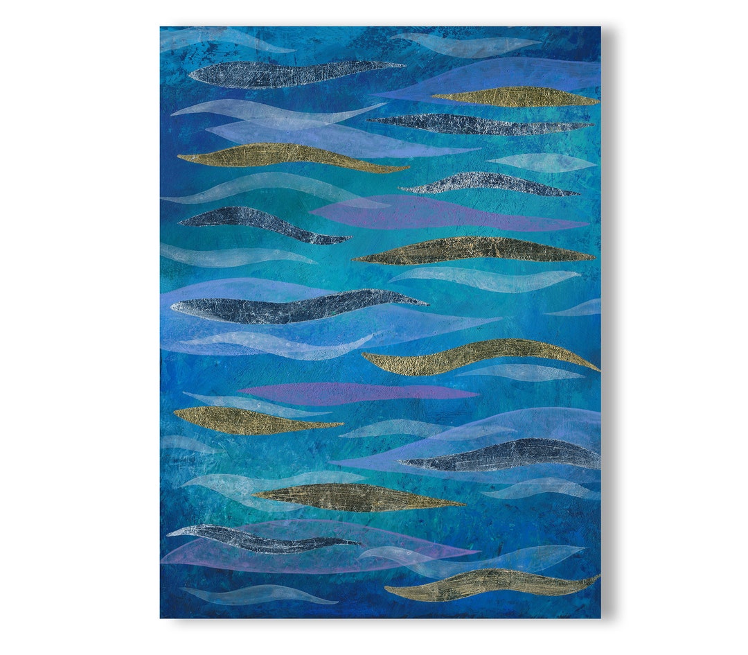 Oceanic Reverie Unique Harmony in Blue Origilal Art for Home Hand ...