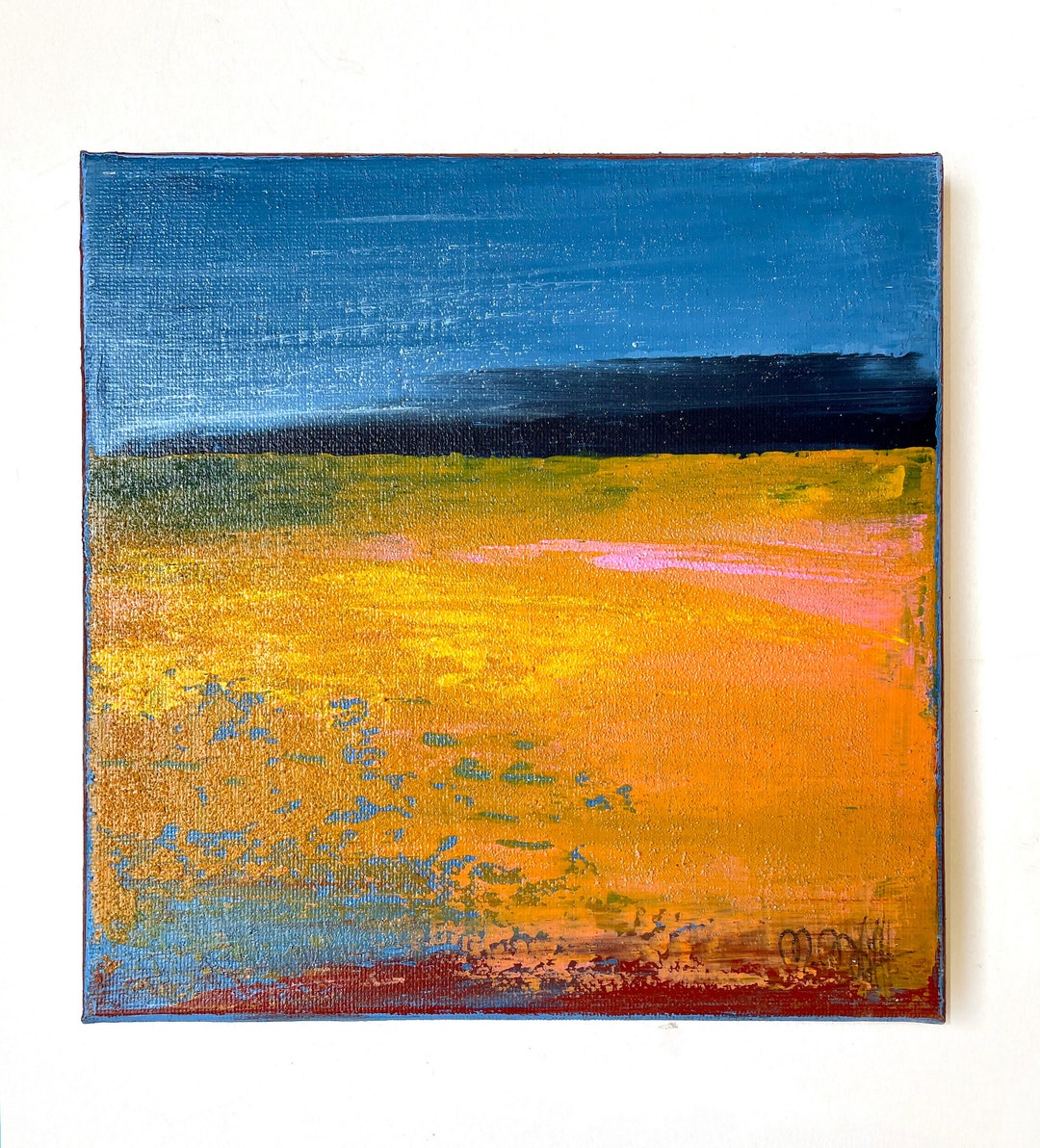 Small Original Abstract Painting on Canvas, Landscape Modern Artwork ...