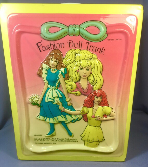 Vintage 80s 3D Fashion Doll Trunk Pink and Yellow Tara Toy Corp. No. 10350 Etsy