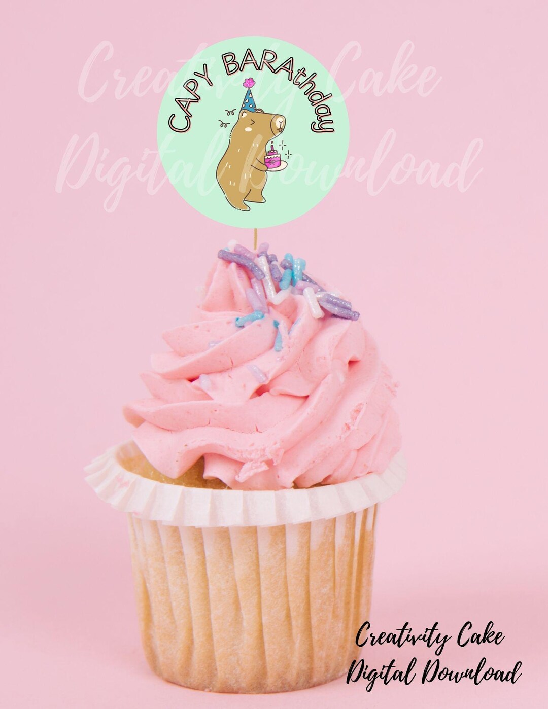 Cute Capybara Cupcake/treat Toppers Stickers "capy Barathday" Kids ...