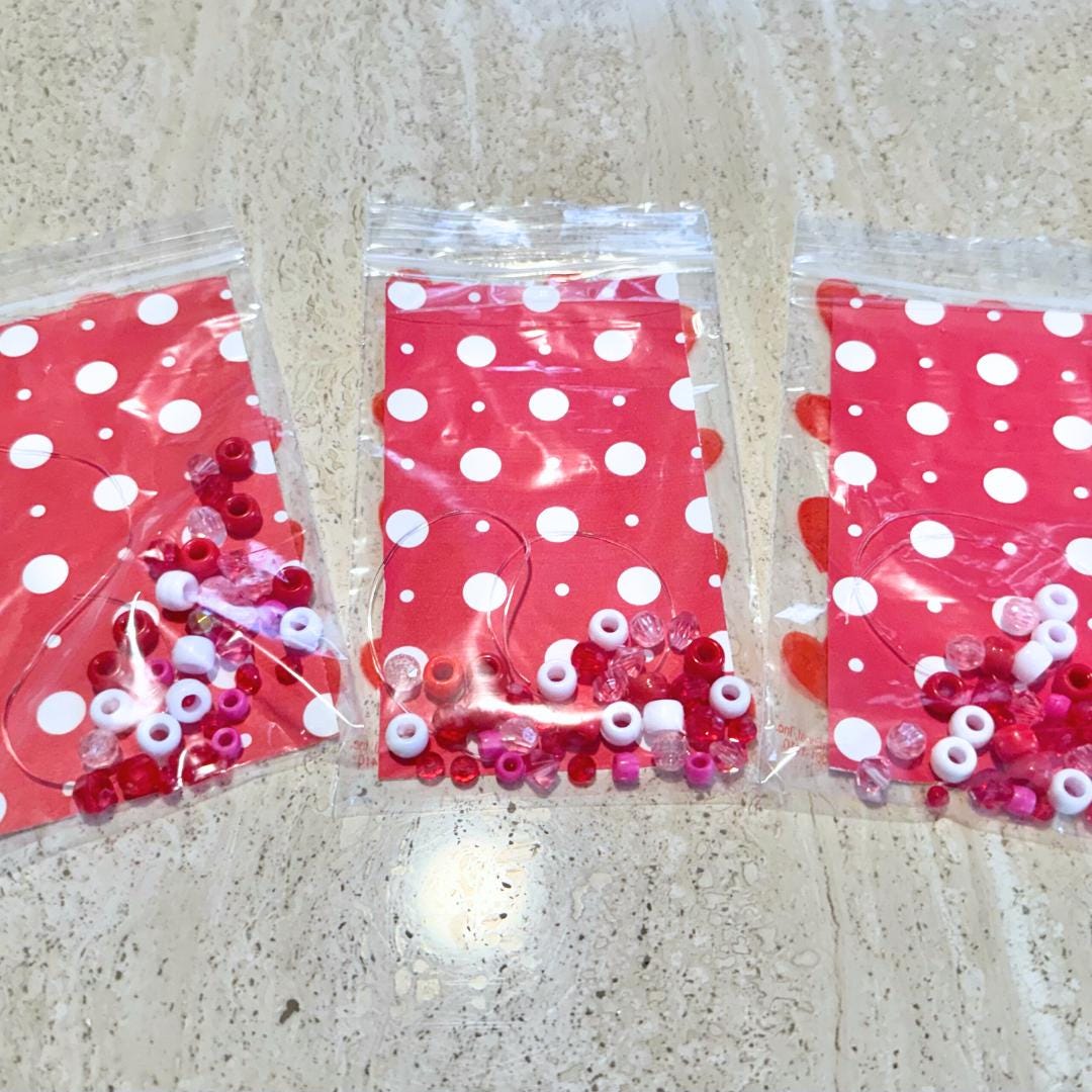 Friendship Bracelet Making Bead Kits Set of 6 Red and White Polka Dot ...
