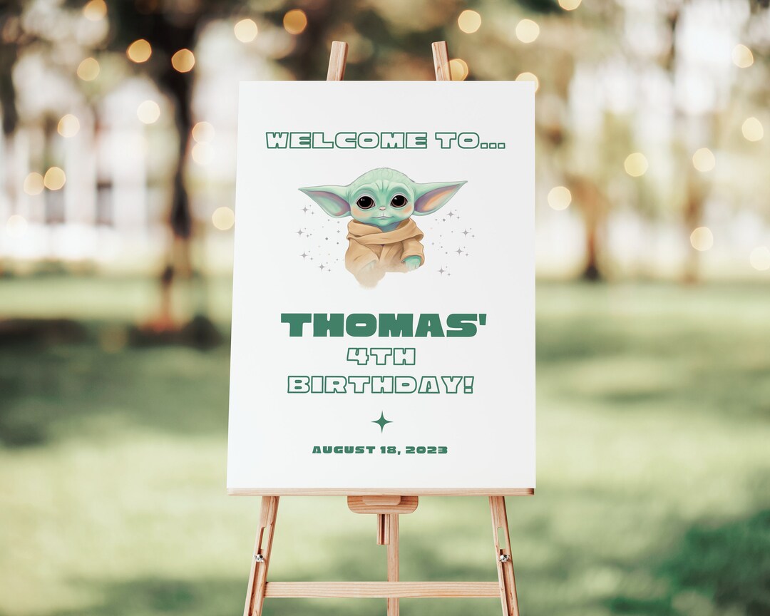 Baby Yoda Birthday Welcome Sign, Grogu Party Decor (digital Template ...