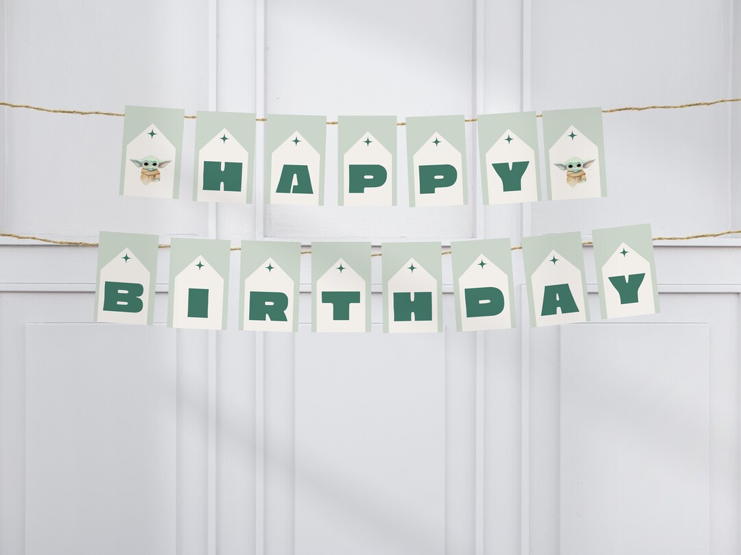 Baby Yoda Birthday Happy Birthday Banner, Grogu the Child Party Wall ...