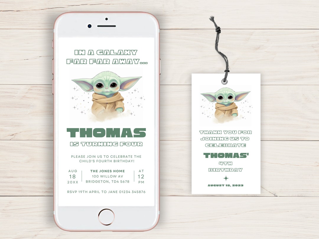 Invitación de cumpleaños de Baby Yoda, invitación a la fiesta de Grogu ...