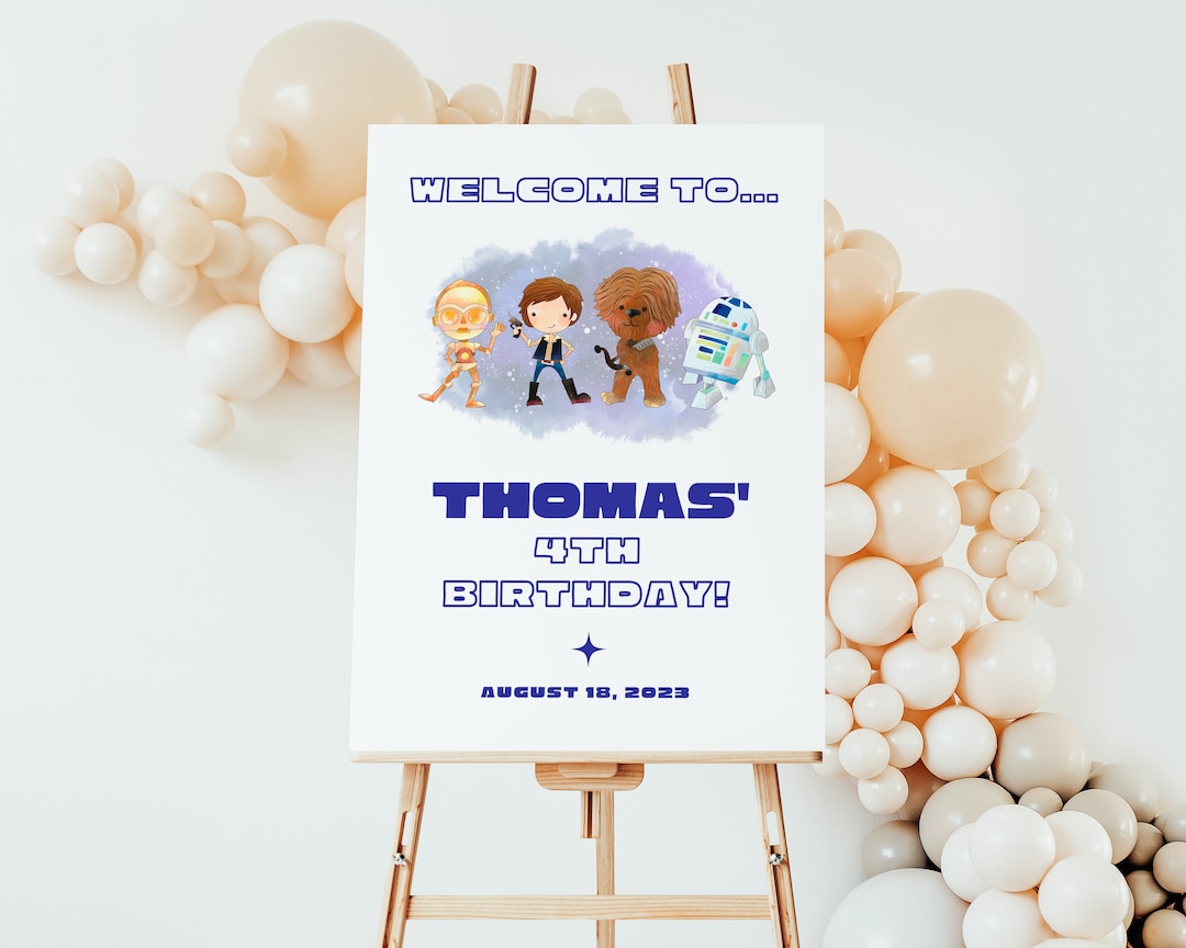 Editable Star Wars Welcome Sign Princess Leia Skywalker Chewbacca Yoda ...