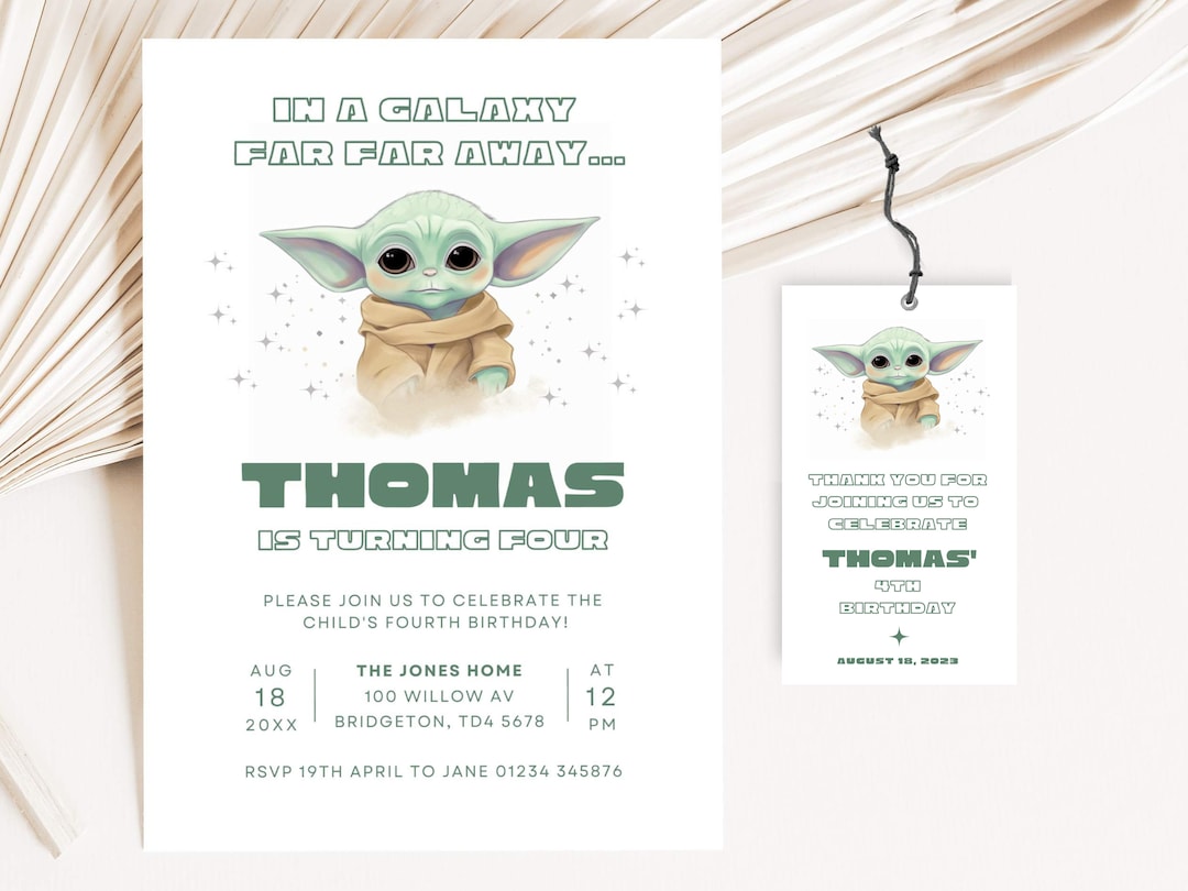 Baby Yoda Birthday Invitation, Grogu the Child Party Invite, Star Wars ...