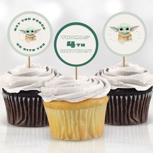Baby Yoda Birthday Cupcake Toppers, Grogu the Child Party Cake ...