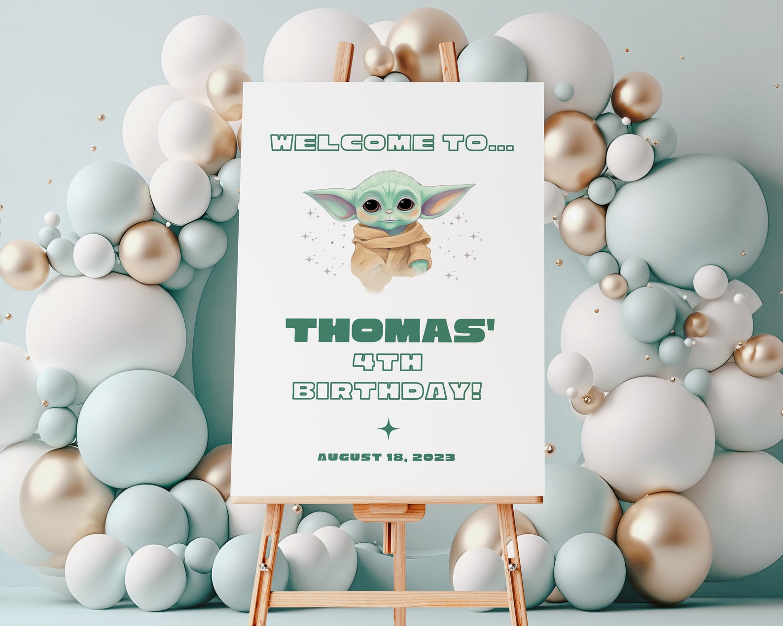 Baby Yoda Birthday Happy Birthday Banner, Grogu the Child Party Wall ...