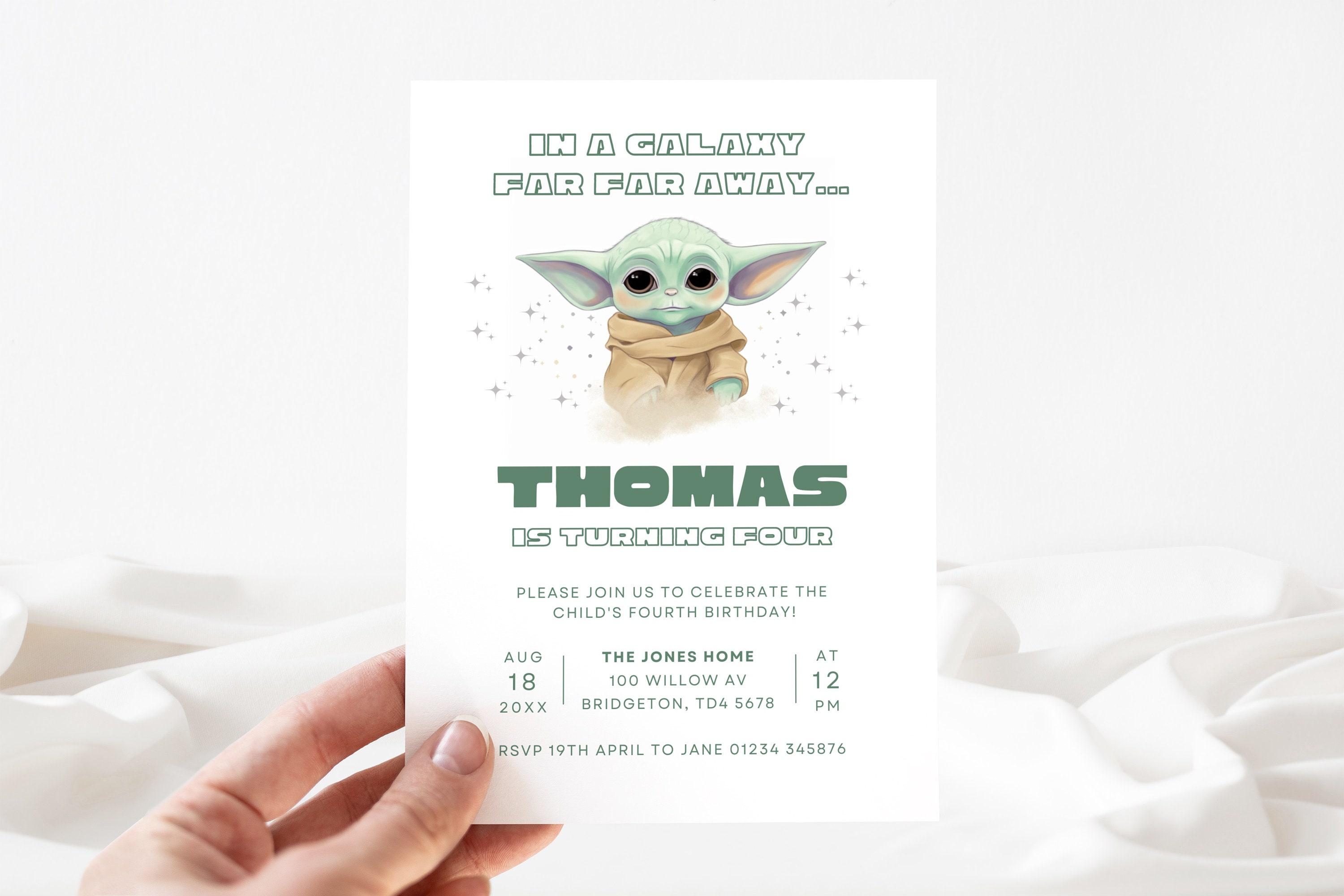 Baby Yoda Birthday Invitation, Grogu the Child Party Invite, Star Wars ...