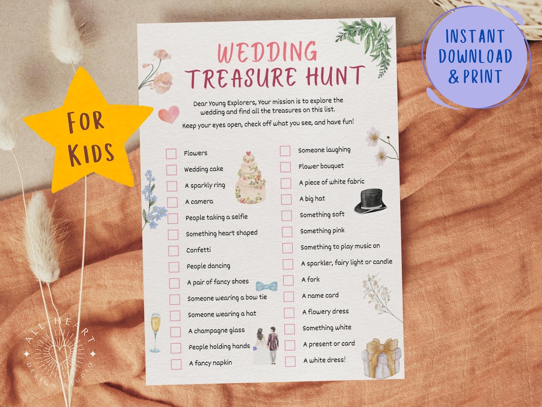 Wedding Treasure Hunt for Kids | | Wedding Games for Kids | Wedding ...