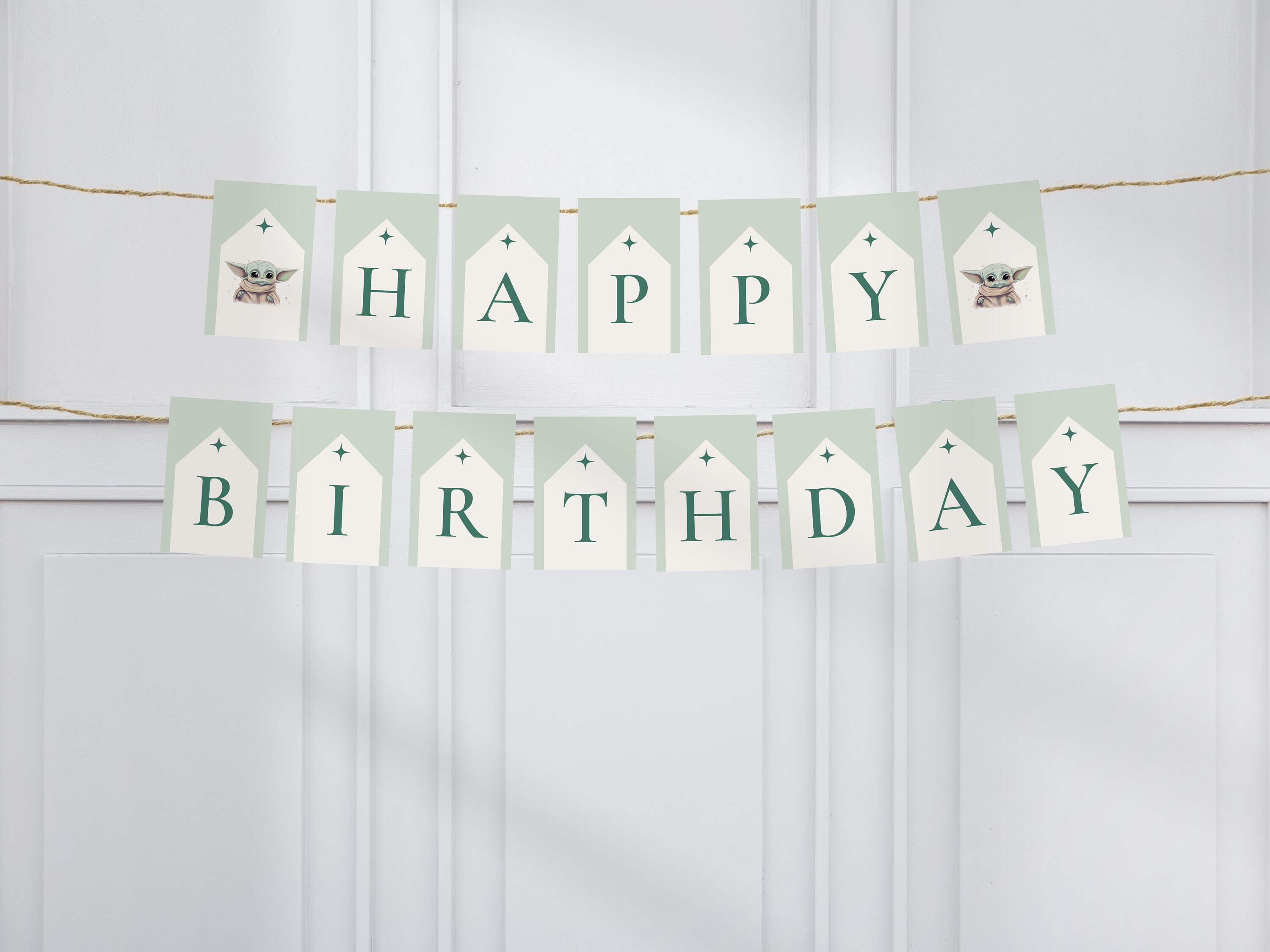 Baby Yoda Birthday Happy Birthday Banner, Grogu the Child Party Wall ...