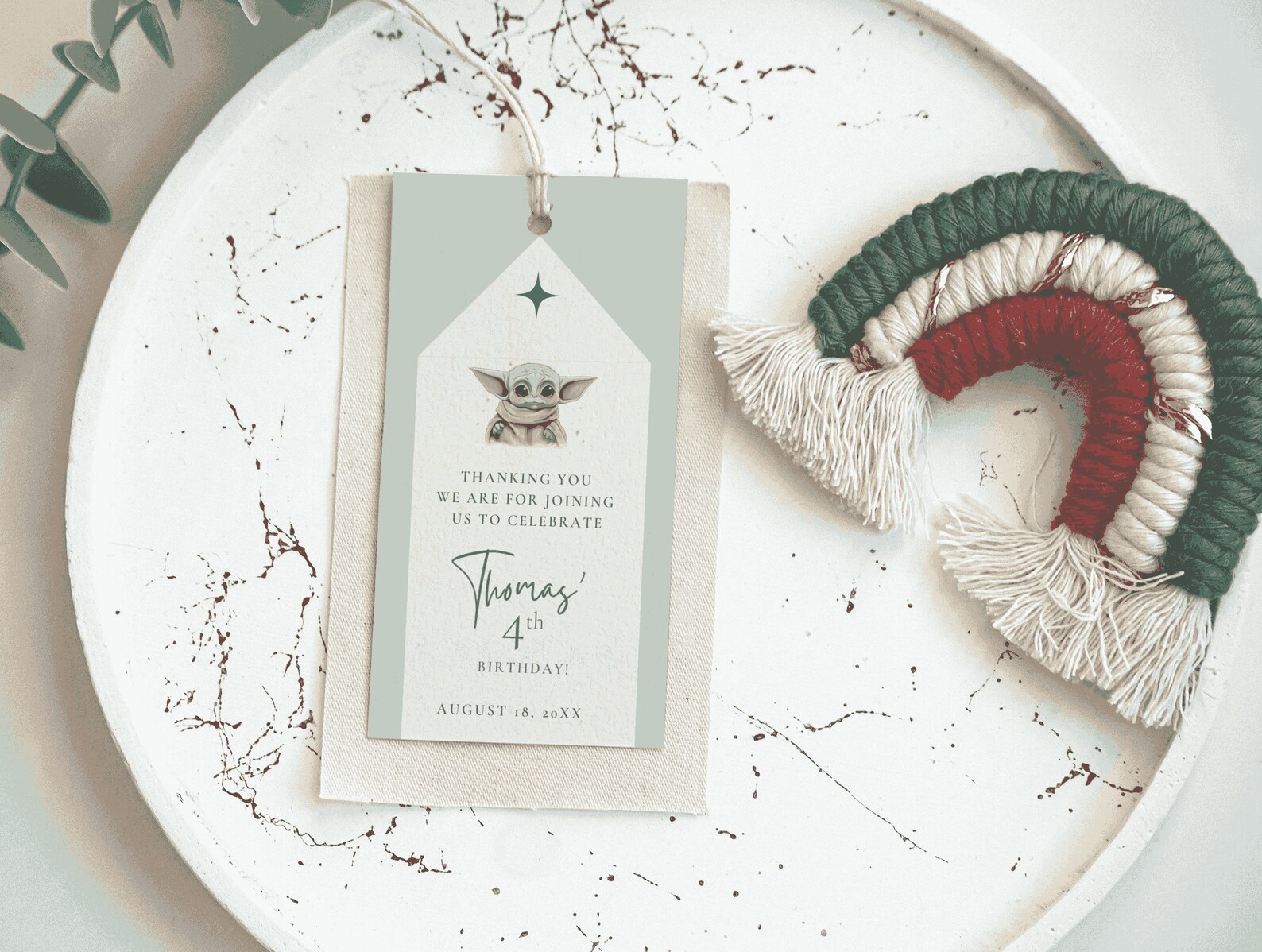 Baby Yoda Birthday Favour Tag, Grogu the Child Party Thank You Tag ...