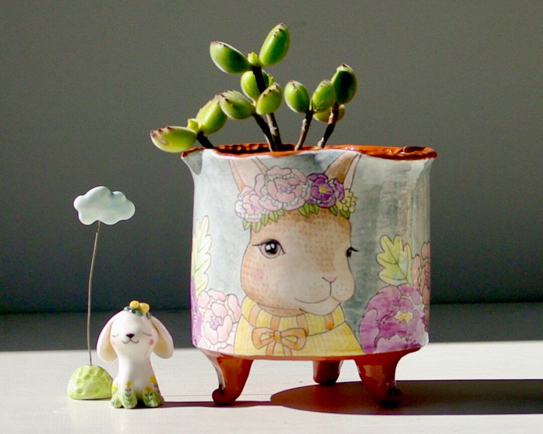 Made to Order/ Bunny Pots/hand Painted Pot/unique Pots With Legs ...