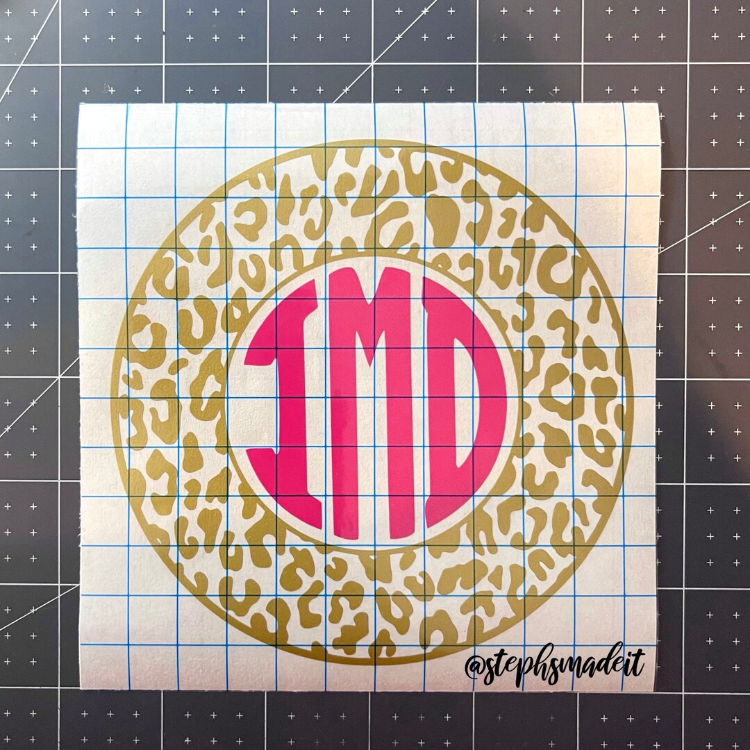 Circle Monogram Decal W/pattern Outline - Etsy