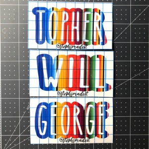 Two Tone Name Sticker - Custom Double Layer Pattern Decal - Two Color ...