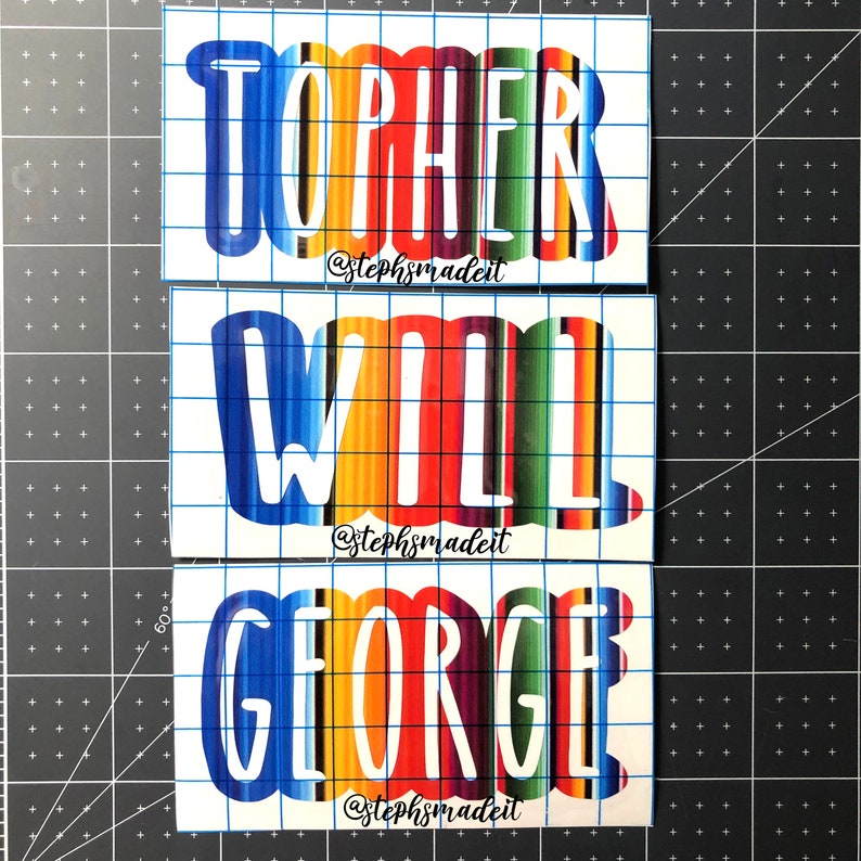 Two Tone Name Sticker Custom Double Layer Pattern Decal - Etsy
