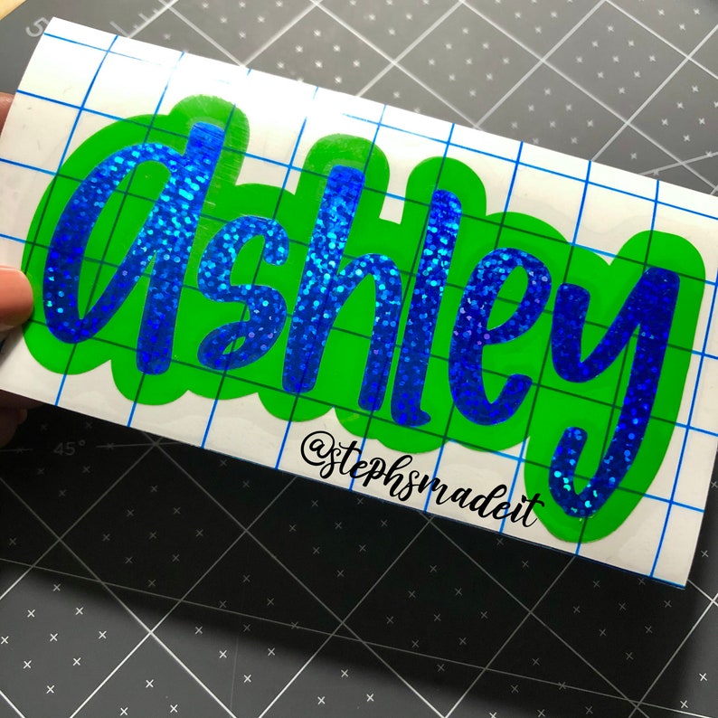 Two Tone Name Sticker Custom Double Layer Pattern Decal | Etsy
