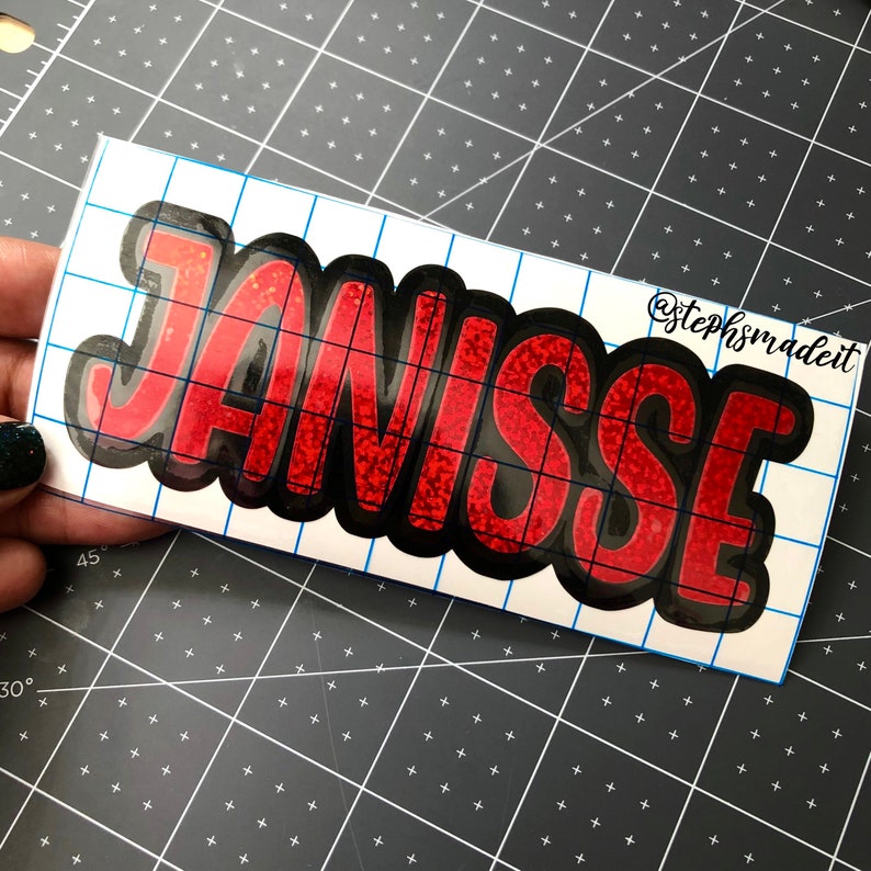 Two Tone Name Sticker Custom Double Layer Pattern Decal | Etsy