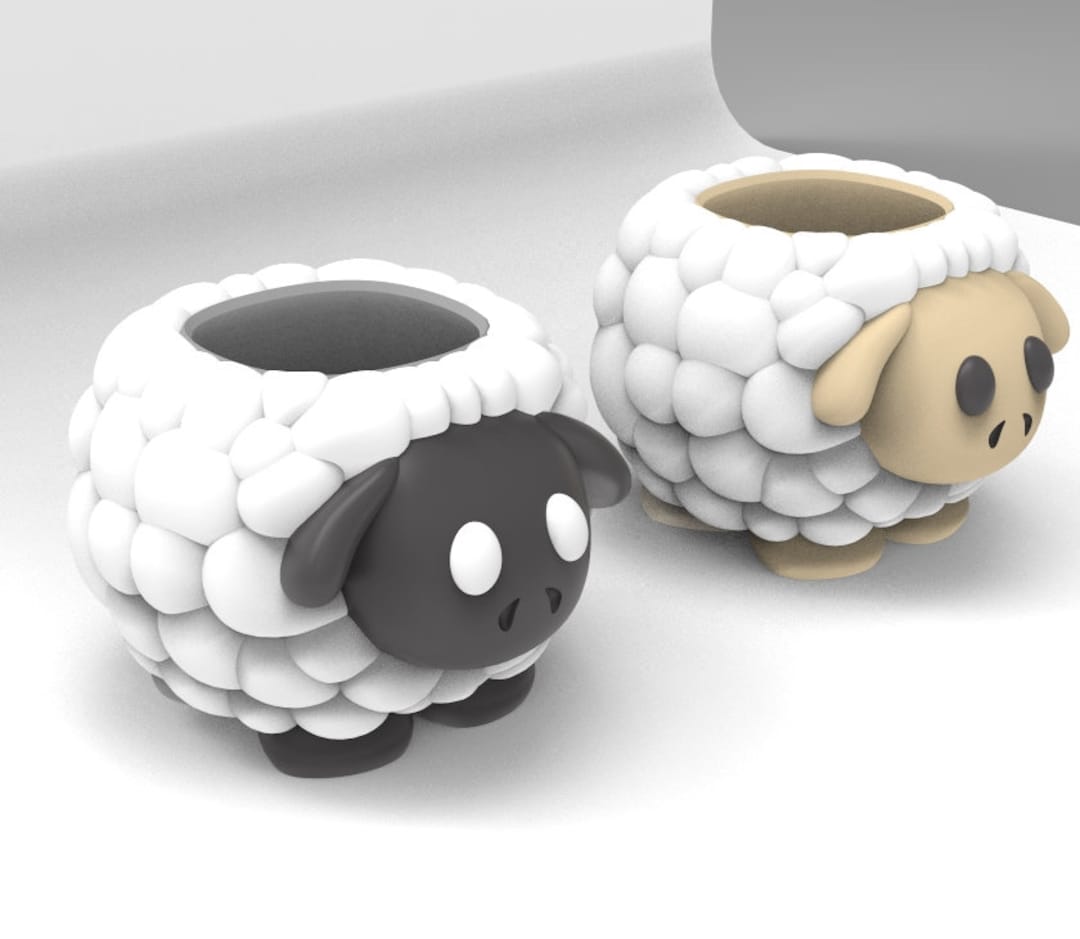 Sheep Flower Pot Planter, Pencil Holder 3D Model STL File - Etsy