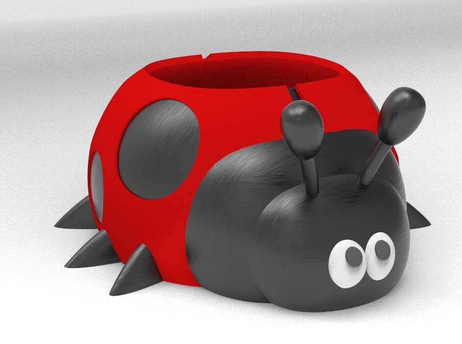 Flowerpot Ladybugs Planter, Pencil Holder STL File for 3D Printer, 3D ...
