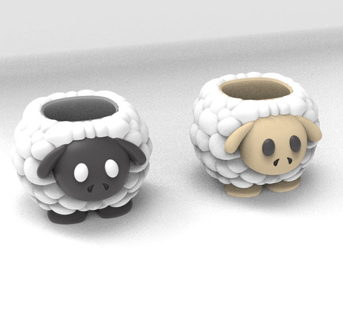 Sheep Flower Pot Planter, Pencil Holder 3D Model STL File - Etsy