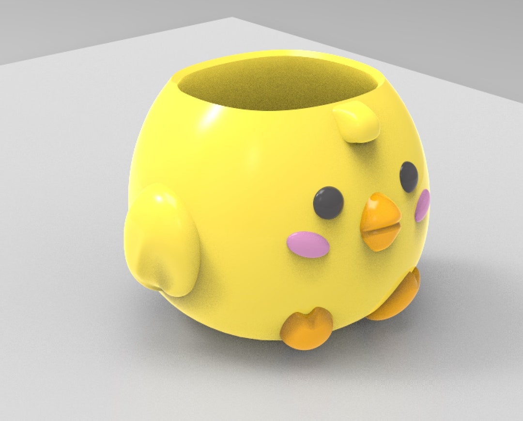 Baby Chick Flower Pot Planter, Pencil Holder 3D Model STL File - Etsy