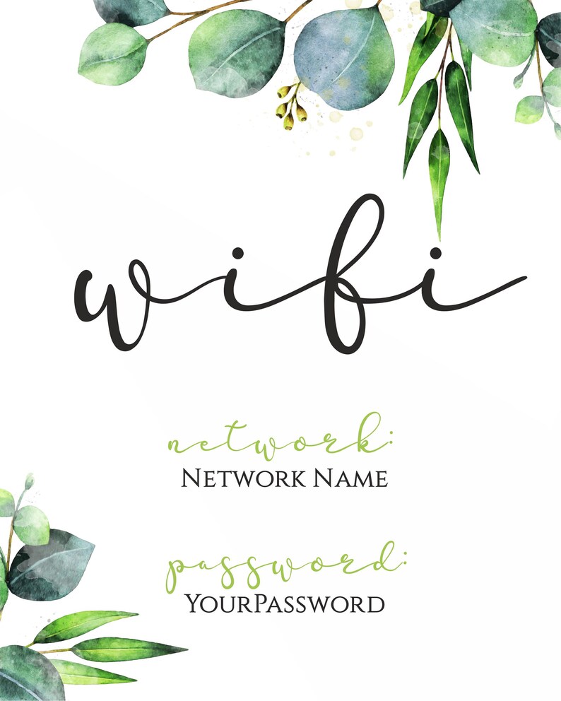 Welcome Guest Room Internet Sign Wifi Password Printable | Etsy