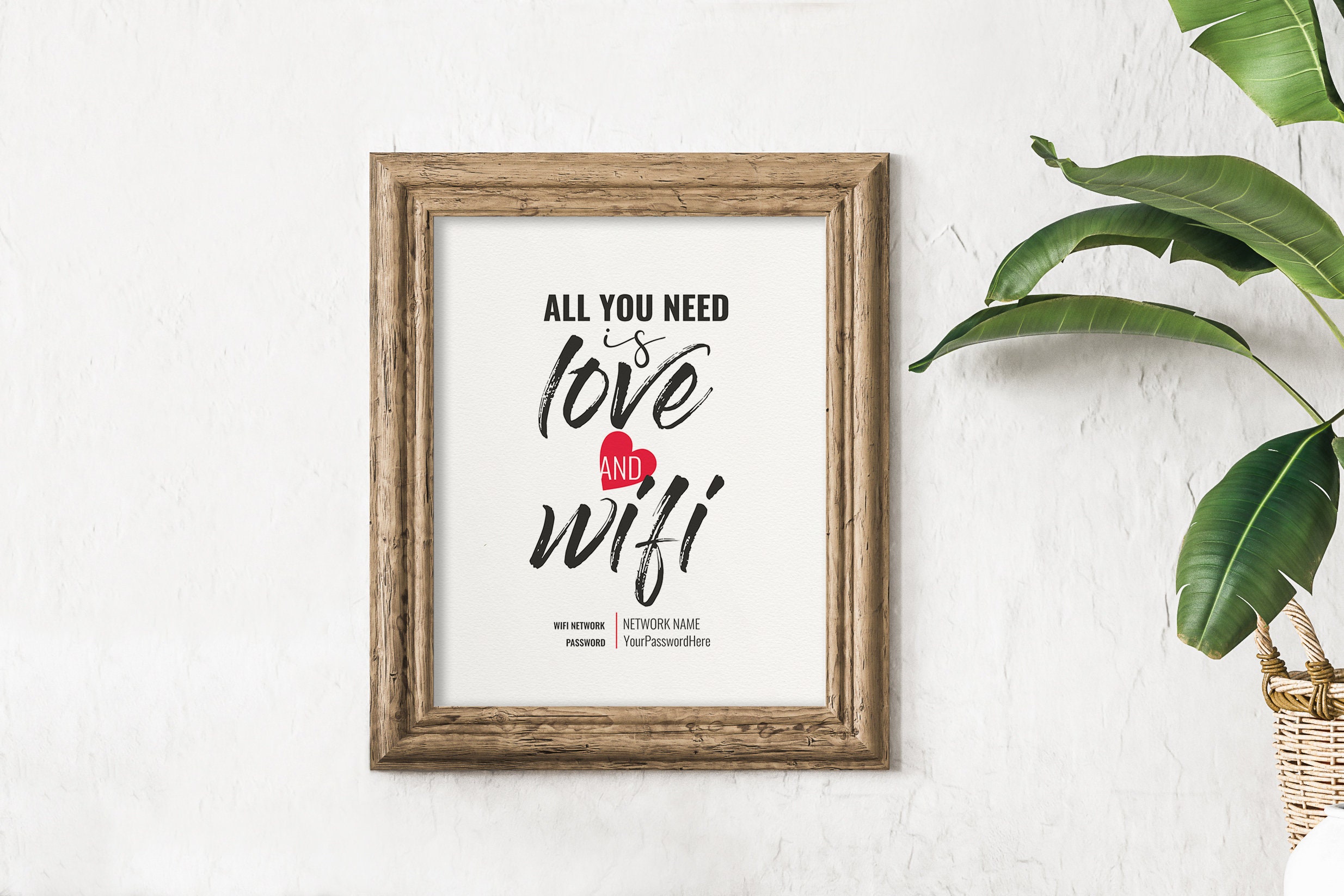 Editable WI FI sign Love WIFI Instant digital Printable sign | Etsy