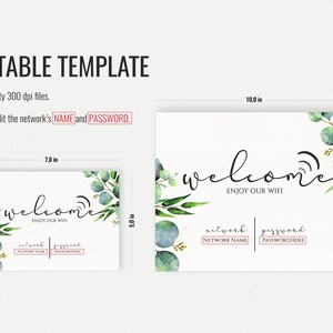Editable WI FI Sign Printable Sign Welcome Instant Digital Printable ...