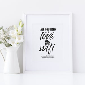 Wifi Information Sign, Editable Internet Sign ,guest Room Wifi Sign ...