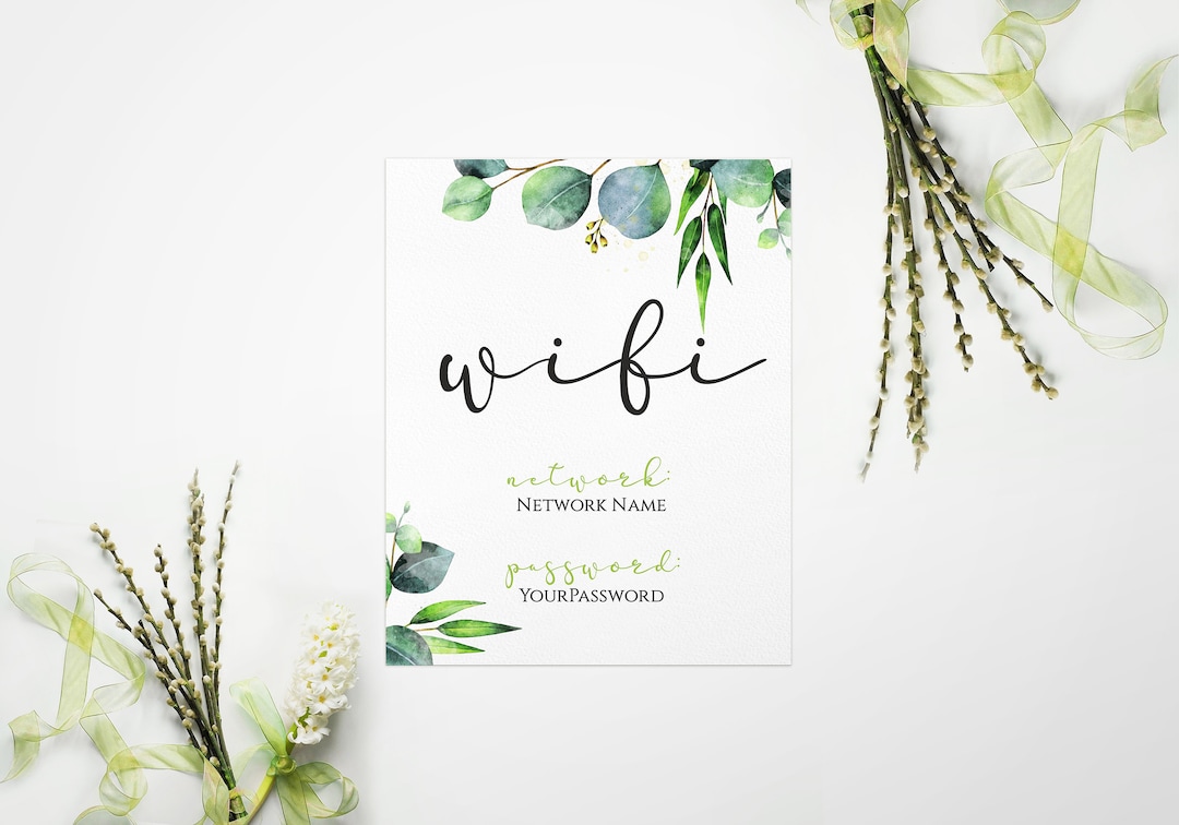 Welcome Guest Room Internet Sign Wifi Password Printable Template ...